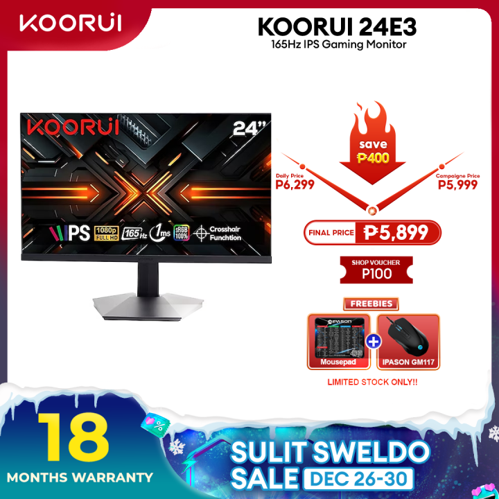 Koorui G2411P (24E3 V2) 24 Inch IPS panel 1ms refresh rate 99% sRGB FHD ...