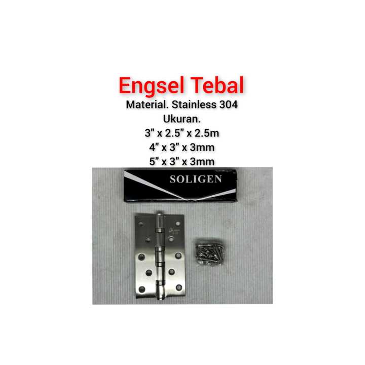 Engsel Tebal Stainless 304 3" 4" 5" Inch SOLIGEN Ensel Pintu Jendela ...