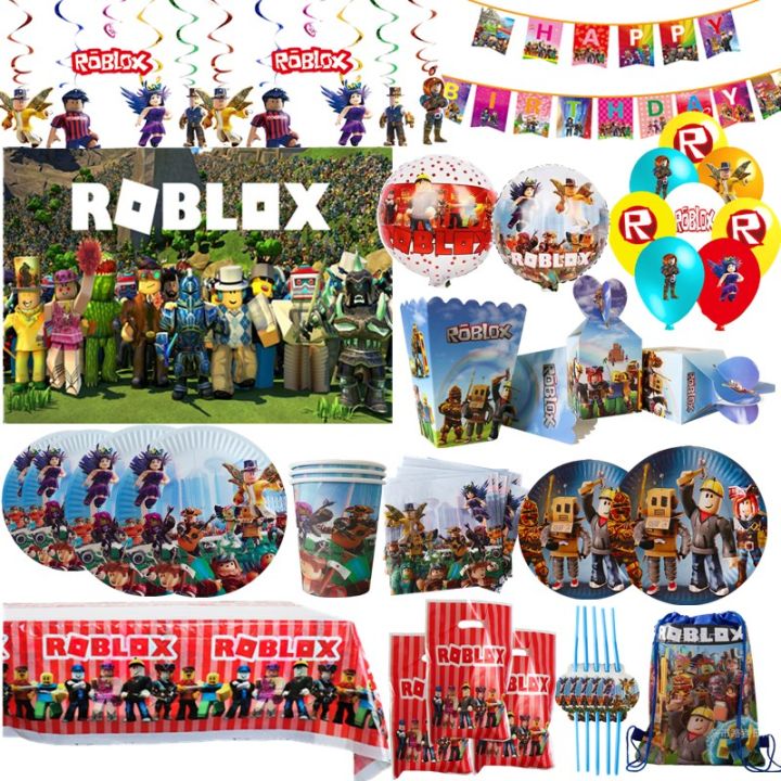 Roblox Happy Birthday Party Decoration Balloons Anime Tableware Cup ...