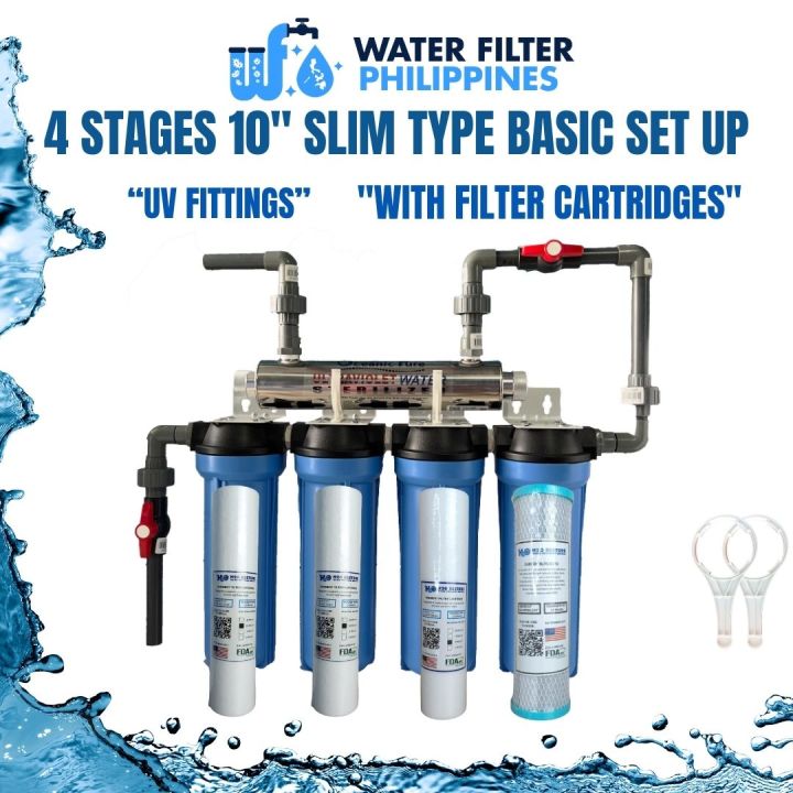 Water Filter 4 Stages 10" Slim Type Basic with 2 GPM Uv Light ...