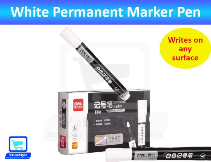 Deli White Permanent Marker / Pen / Fine Tip / Marker / Writing ...