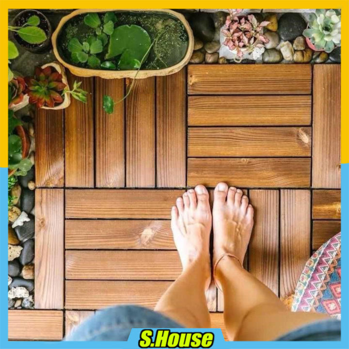 Wood Floor Deck Pine Interlock Patio Balcony Garden Decorate Timber ...
