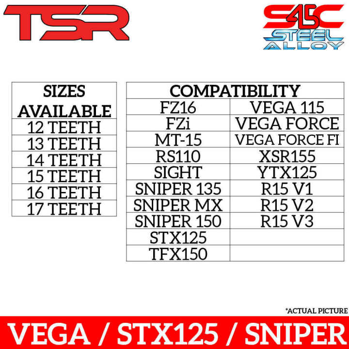 VEGA FORCE/STX YAMAHA ENGINE SPROCKET TSR | Lazada PH