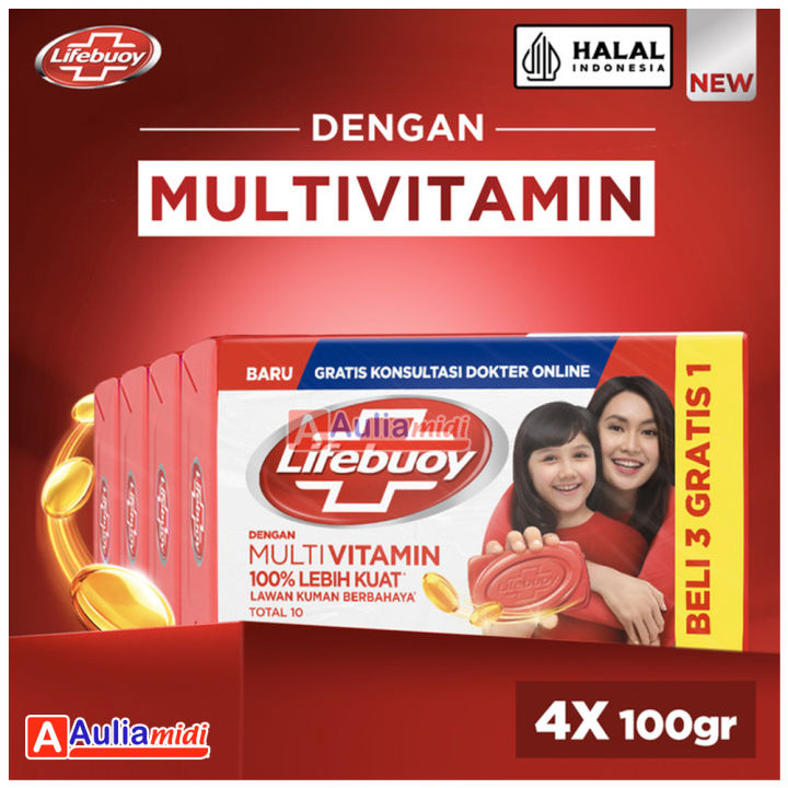 Lifebuoy Bar Soap Total Protect 10 4x110gr / 100 gr - Paket Hemat isi 4 ...