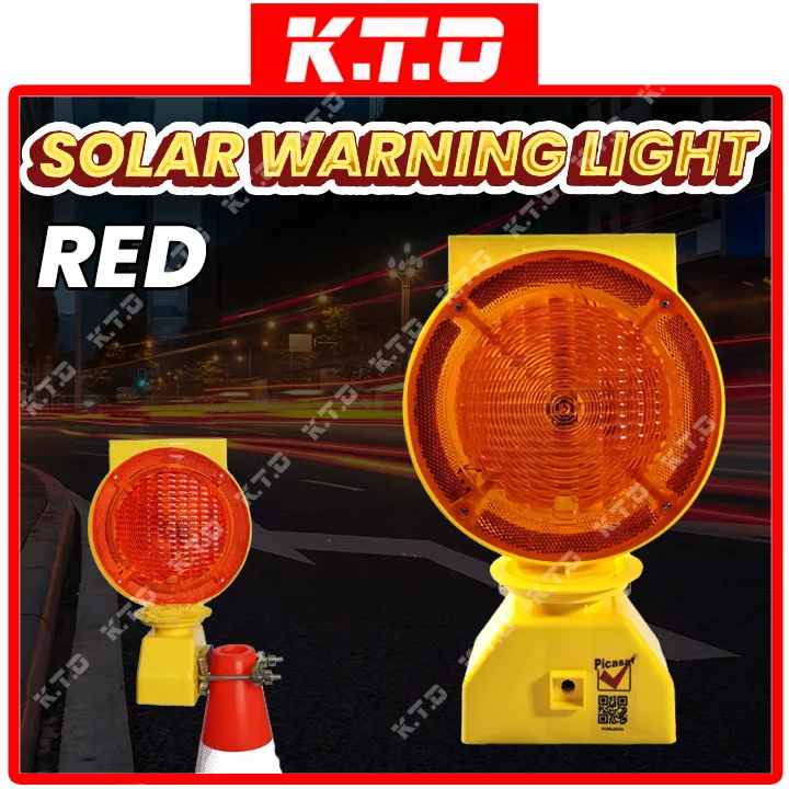 Red / Yellow Solar Battery Blinker Warning Light Traffic Barricade Road ...