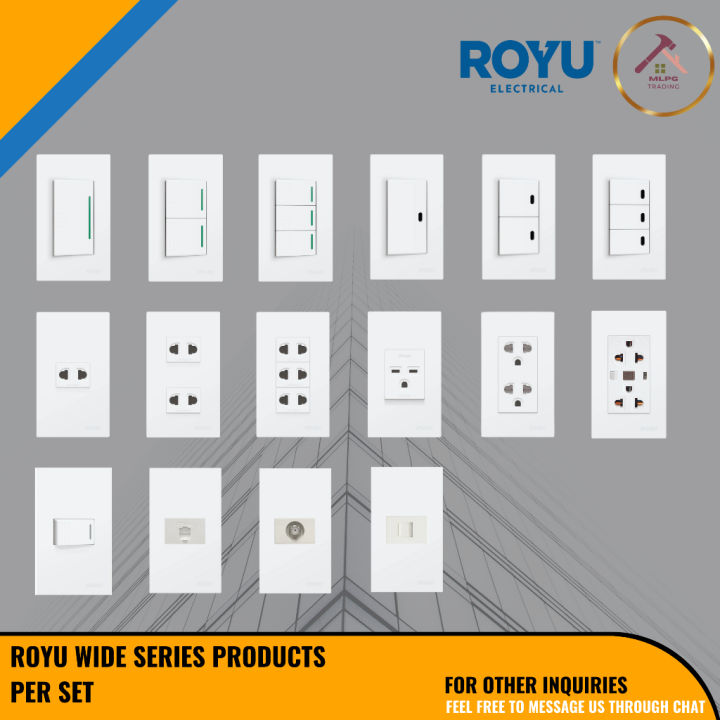 Royu Wide Series Switches and Outlets (PER SET) | Duplex, TV Cable, LAN ...
