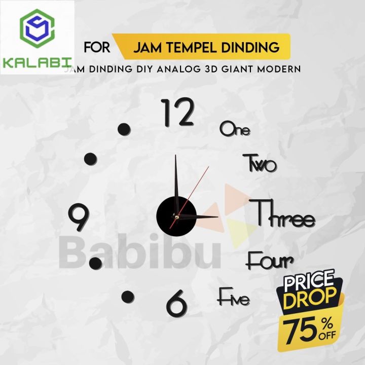 Jam Dinding DIY / Jam Tempel Dinding Analog 3D Giant Modern Clock 7 ...
