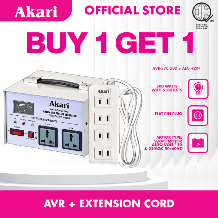 Akari AVR 500W Servo Motor (AVR-SVC 500) + FREE Akari 4 Gang Extension ...