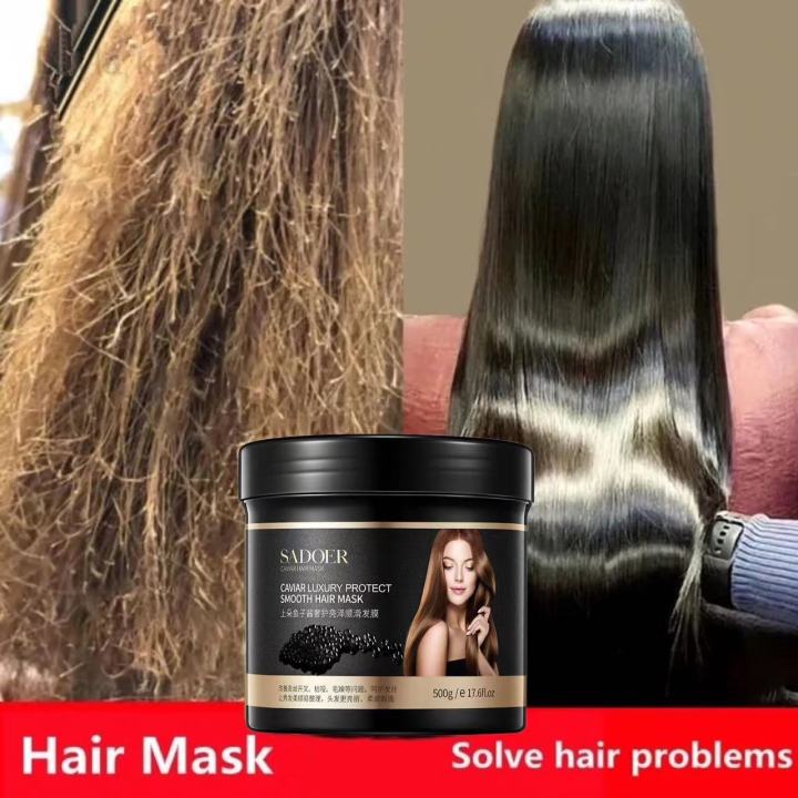 SADOER Caviar Hair Mask Smoothing Masker Keratin Treatmen Rambut Rusak ...