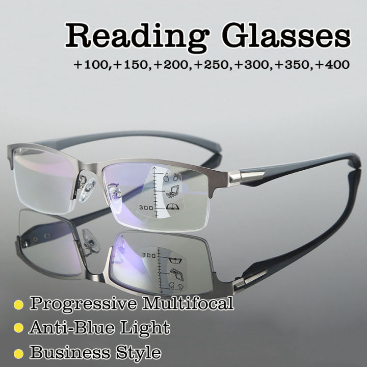 [+100 to +400] 3 in1 Progressive Multifocal Reading Glasses for Men ...