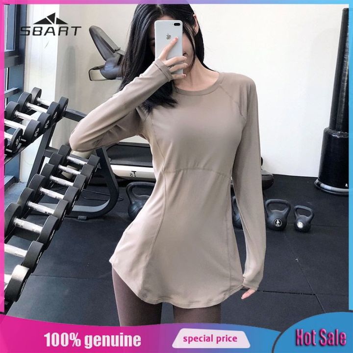 SBART ชุดโยคะสตรีแบบหลวมแห้งเร็วเสื้อเล่นกีฬาคนอ้วน MM ฝึกพิลาทิสแขนยาวเสื้อใส่วิ่งไซส์ใหญ่ ...