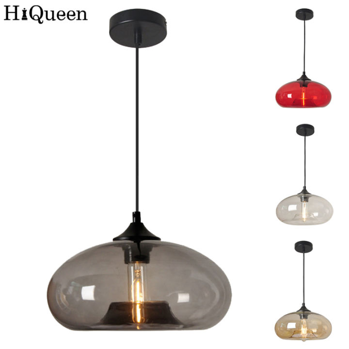 HiQueen Glass Pendant Light E27 220V Ceiling Chandelier Modern Hanging ...