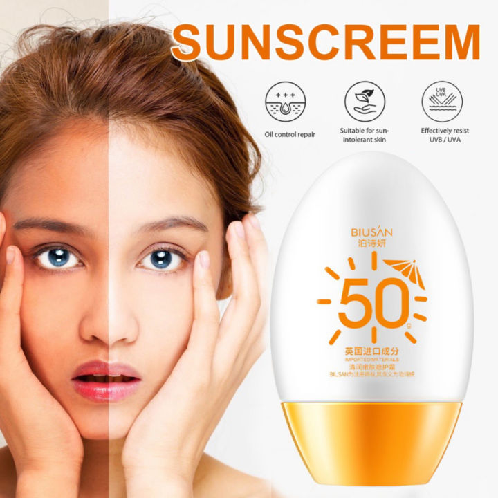 BIUSAN Whitening Sunscreen SPF50+ UV protection Refreshing 50g | Lazada PH