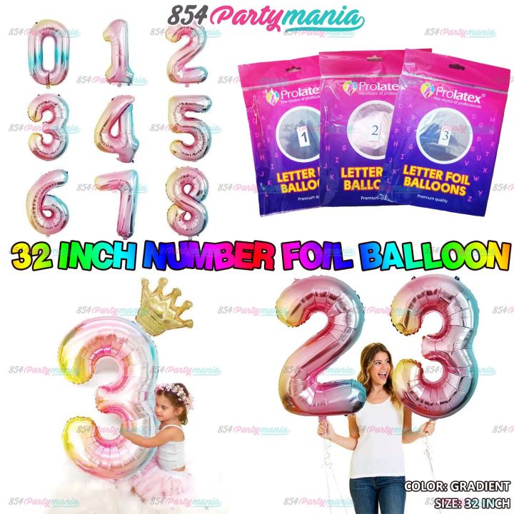 32 Inches Big Number Foil Big Balloon Gradient Color Big Perfect For ...