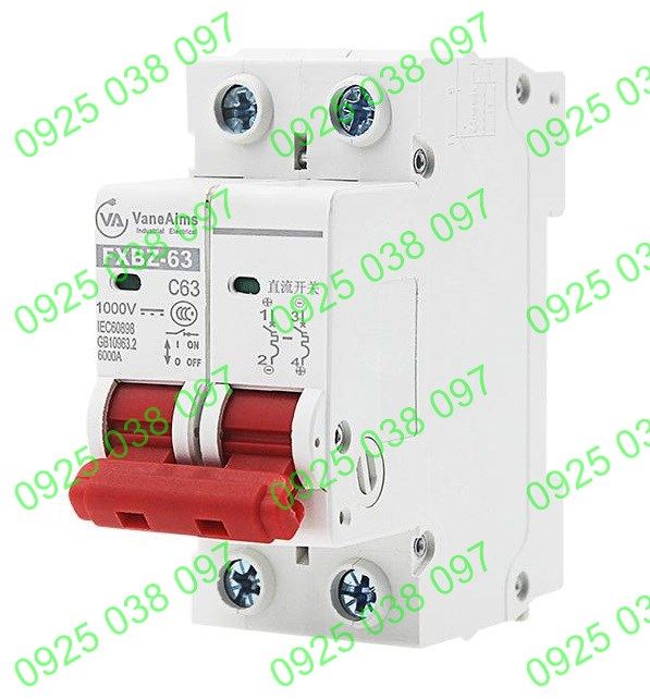 CB DC MCB DC 1000V 63A, 100A, 125A 2p cực bảo vệ ắc quy 500VDC, Pin Lithium Narada 700VDC, UPS ...