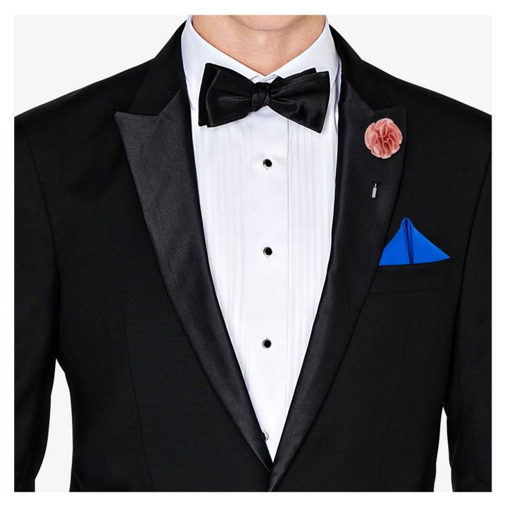 Armando Caruso Royal Blue Pocket Square 10x10 inches with Coral Pink ...