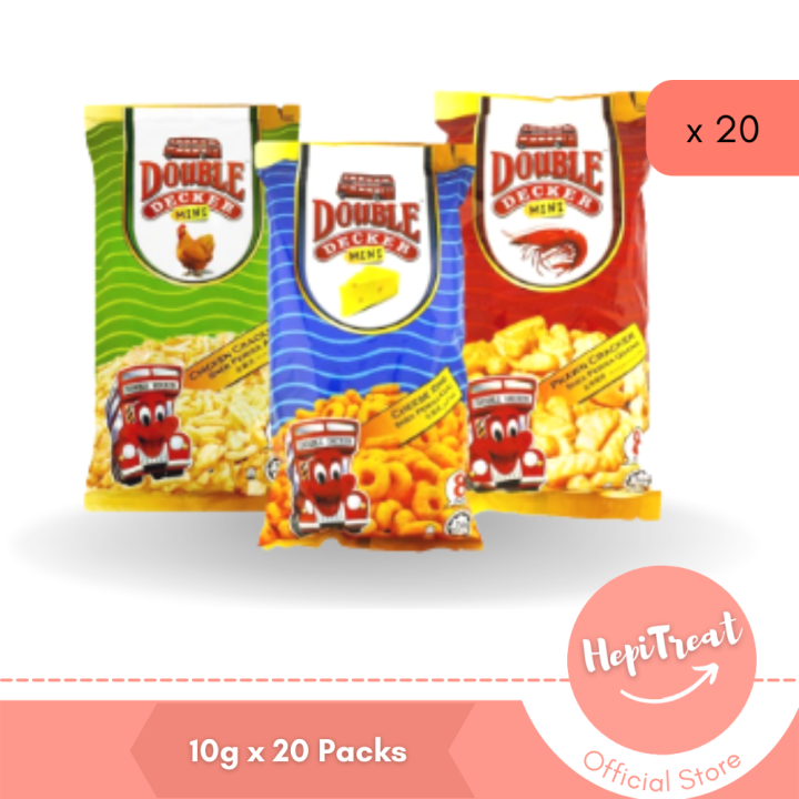 Double Decker Snack - Prawn / Chicken / Cheese - 20 Packs x 10g by Hepi ...