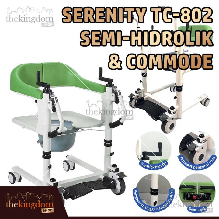 Serenity TC-802 Transfer Chair & Commode Hydraulic Lift Wheelchair Kursi Roda Transfer Semi ...