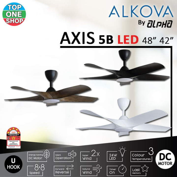 Alkova (ALPHA) AXIS LED 5B 48 / 42 Inches DC Motor Remote Ceiling Fan ...
