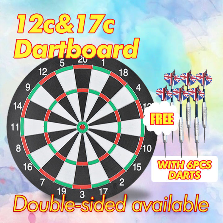Dart Board Original 12/17 Inch Professional Double-Sided With 6 Dart ...