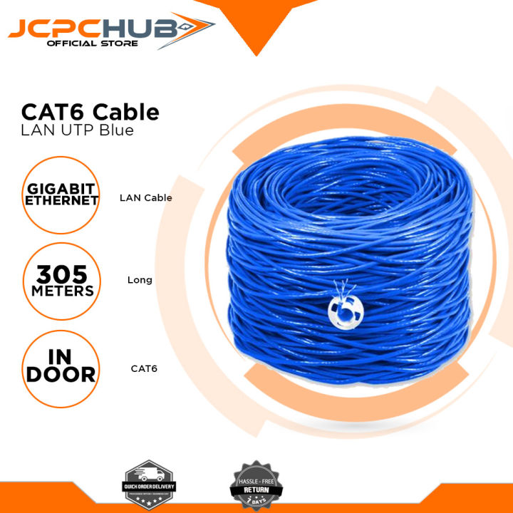 CAT6 Indoor Blue / Grey LAN UTP Cable 305 Meters Long CAT6 UTP Network ...