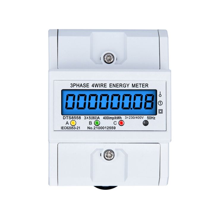 DTS8558 Din Rail 3 Phase 4 Wire Electric KiloWatthour Power Consumption Energy Meter Wattmeter ...