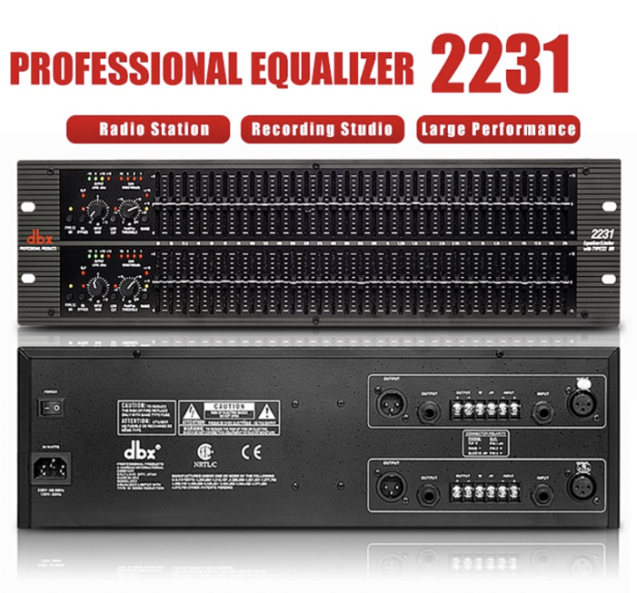 DBX 2231/2231s 20 SERIES Graphic Equalizer/Limiter with Type III Noise Reduction (black/silver ...