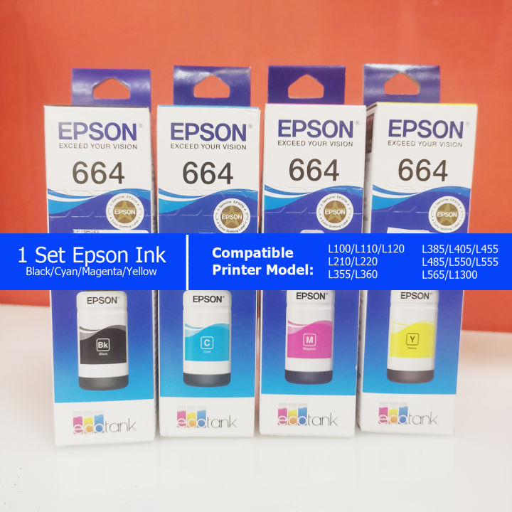 Epson 664 ecotank 1 Set (Black, Cyan, Magenta, Yellow) | Lazada PH
