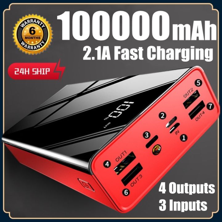 100% Powerbank 200000mAh Capacity Display Fast Charge LED Light 2 Input ...