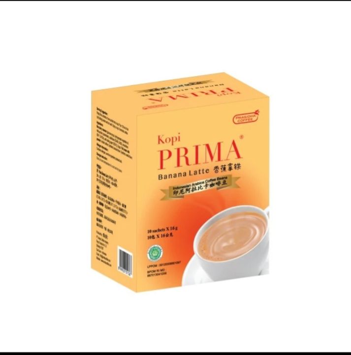 Kopi prima banana latte 1 box isi 10 sachet || 1 inner 10 sachet x 16 ...