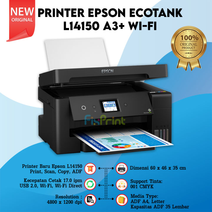 Printer Epson L14150 A3+ Wide Format Print Scan Copy WiFi Tinta 001 ...