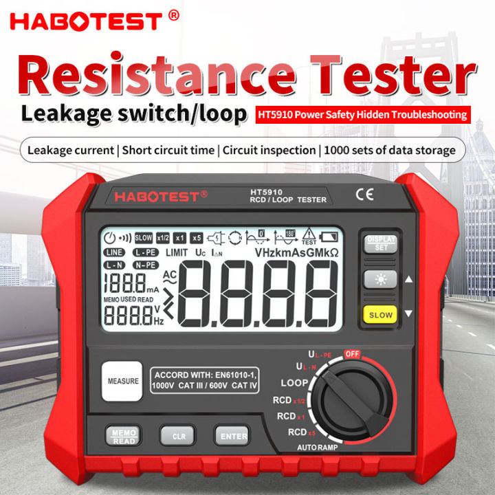 HABOTEST HT5910 Digital Resistance Meter Leakage Switch Tester 4.7 inch ...