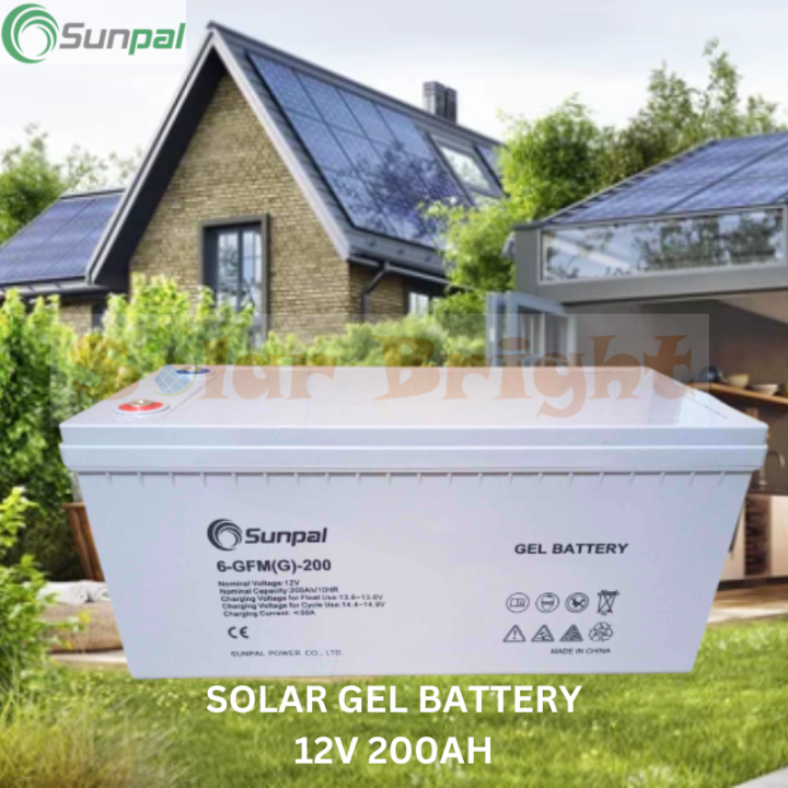 SUNPAL Solar Deep Cycle GEL Battery 12V 200AH C10 Rate Maintenance Free ...