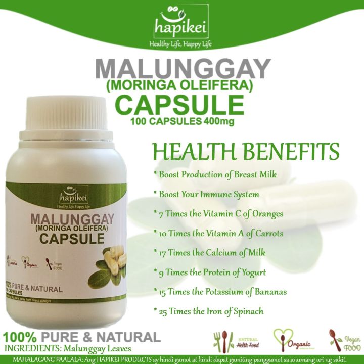 Malunggay capsule (Moringa) 100 Capsules Boost Milk Production Breast ...