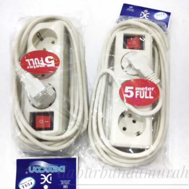 Terminal listrik 3 lubang + kabel 5 meter Dexicon | Lazada Indonesia