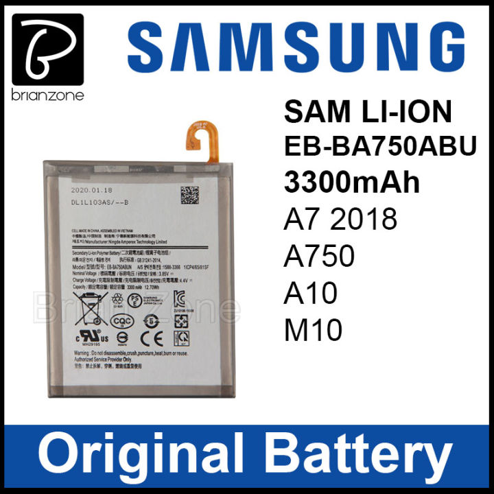Original Samsung Galaxy A7 2018 A10 M10 A750 EB-BA750ABU 3300mAh Battery | Lazada