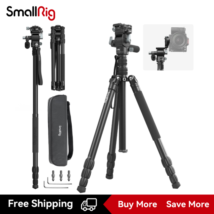 SmallRig 73" Video Tripod Kit with Pan Tilt Fluid Head for Vertical ...