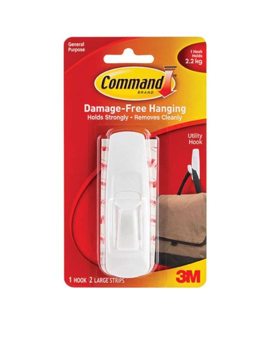 3M Command 17003ตะขอขนาดใหญ่ 1 ชิ้น ไม่ต้องเจาะผนัง รับน้ำหนักได้ 2 กก. ...