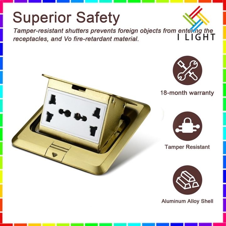 Universal 250V Floor Ground Outlet Socket 5 6 Prong Receptacle For ...