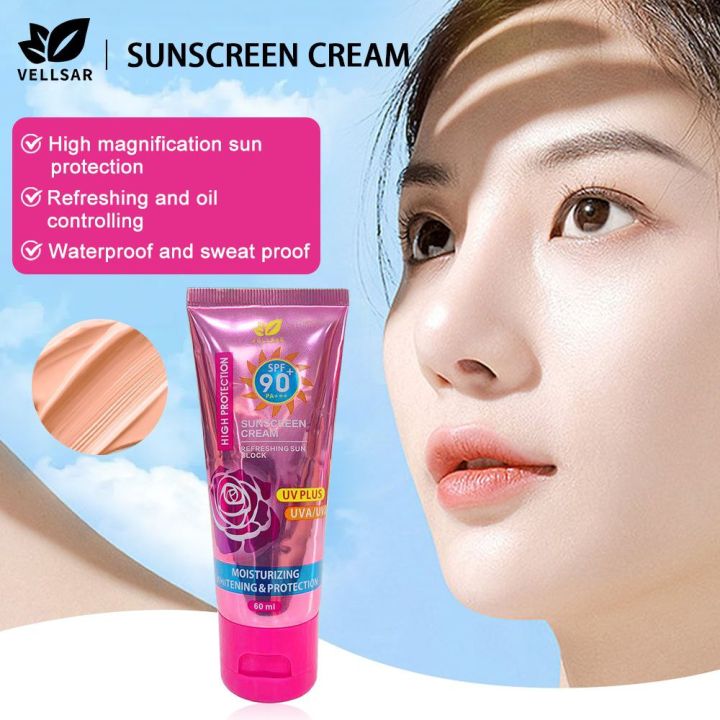 Vellsar Sunscreen Cream 90 SPF Whitening & Moisturizing High Protection 60ml - Facial Sun Care ...