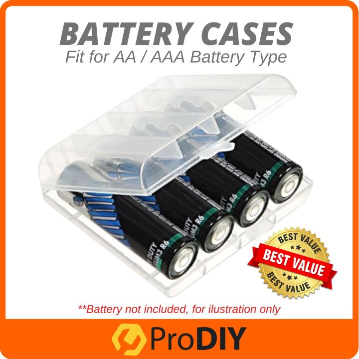 4 Slot Battery Cases for AA / AAA Plastic Casing Cover Box Safe Batt ...