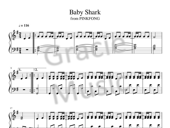 [PDF] Baby Shark | EASY piano music sheet | PinkFong | Lazada