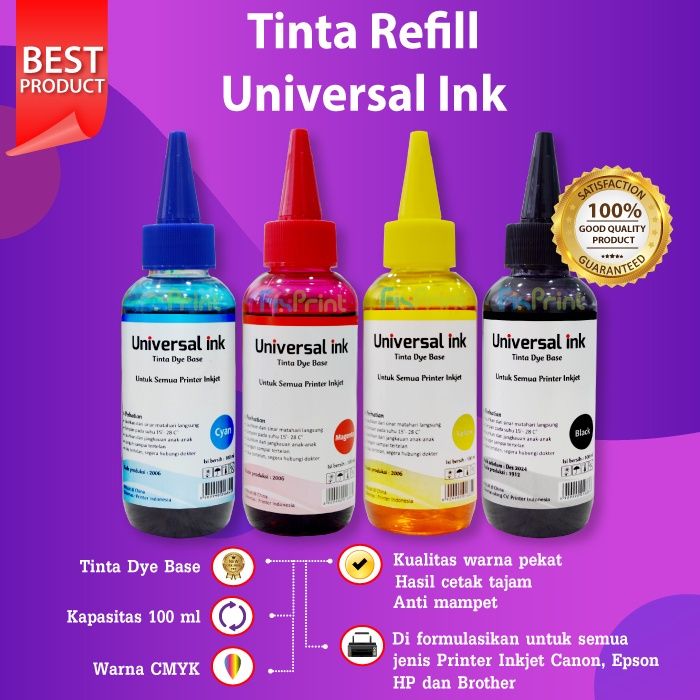Tinta Universal ink Refill / isi Ulang 100ml Tinta Printer Inkjet 100 ...