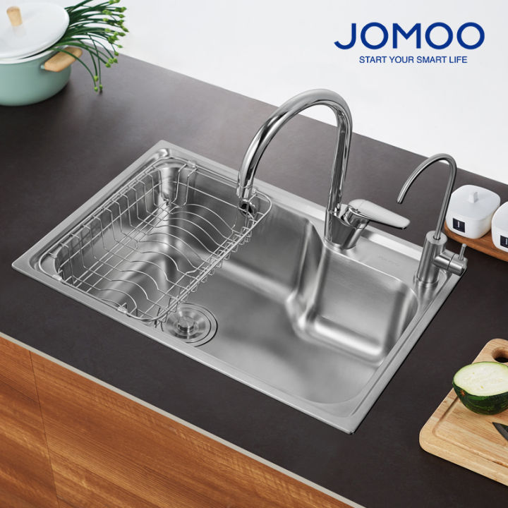 JOMOO Kitchen Sink 304 Stainless Steel Single Bowl Sink Washer Basin ...