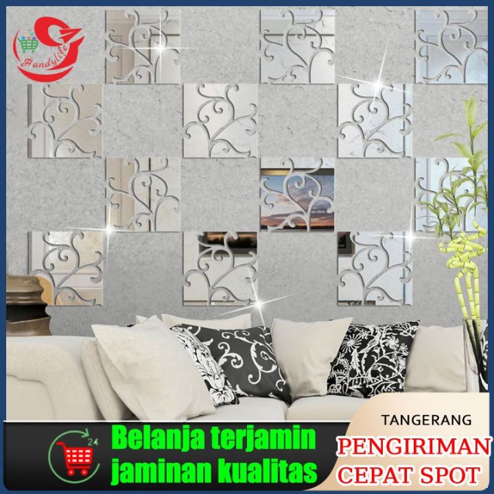 32 Pcs/Set Stiker Dinding Model Cermin 3d Bahan Akrilik Unkorasi Rumah ...