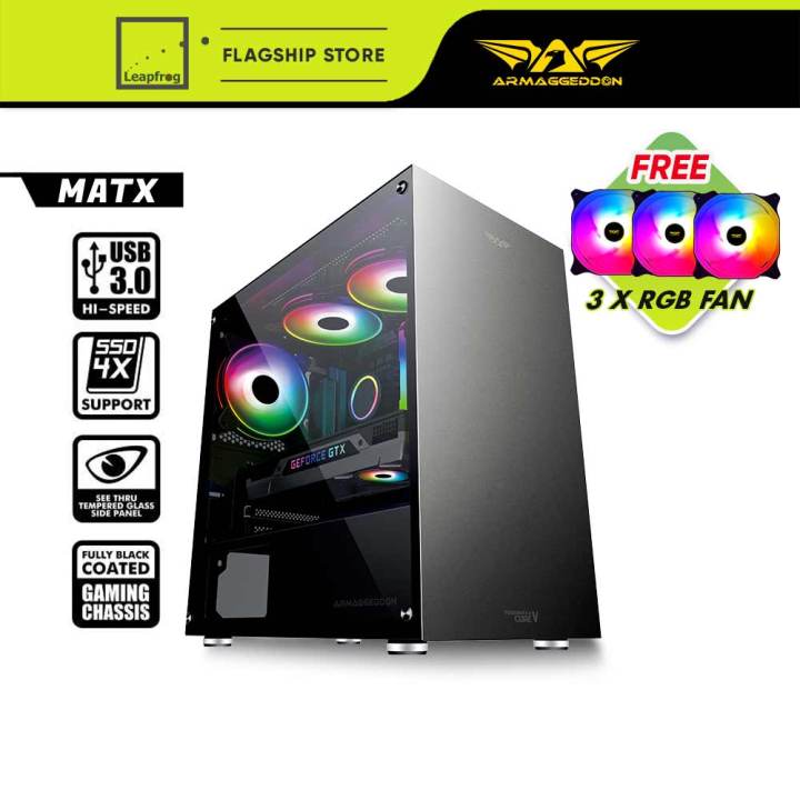 Armaggeddon Core V MATX Gaming PC Case with Tempered Glass Side Panel ...
