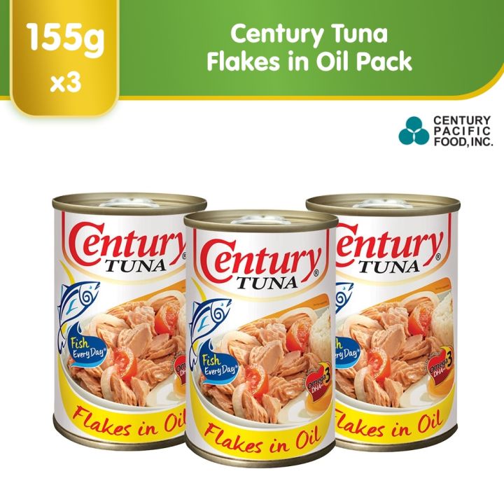 Century Tuna Flakes in Oil 155g (Pack of 3) - Protein, Omega 3 DHA, No Preservatives | Lazada PH