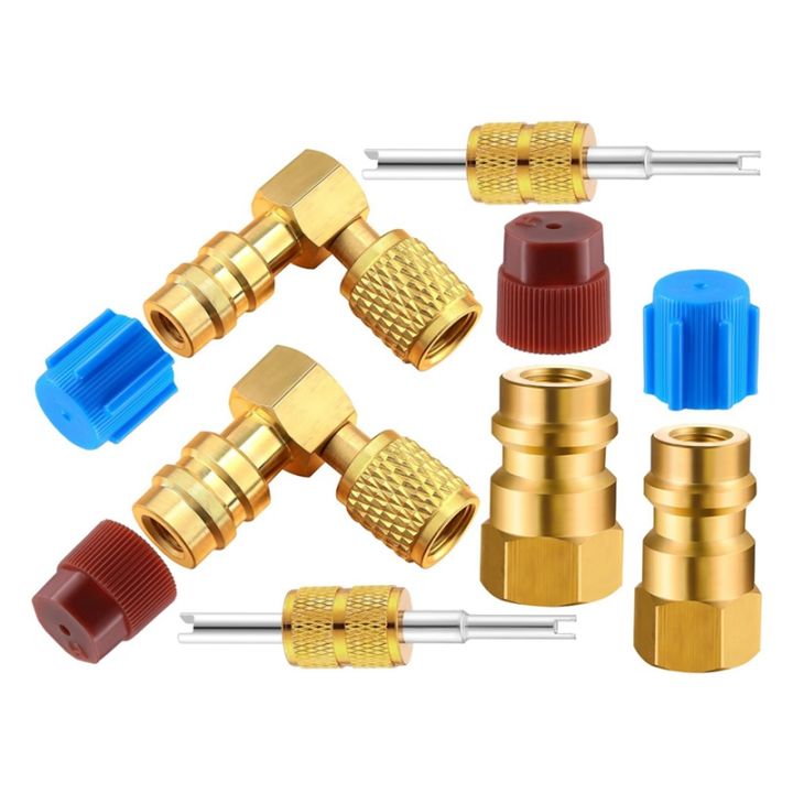 R12 to R134A AC Fitting Conversion Adapter Kit, Quick Coupler Valve A/C ...
