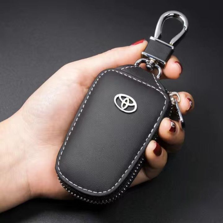 Toyota Logo Leather Car Key Holder Wallet Bag Remote Fob Shell Case ...