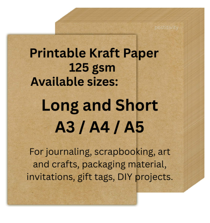Printable Kraft Paper A4 and Long sizes 125gsm / Vintage paper / DIY ...
